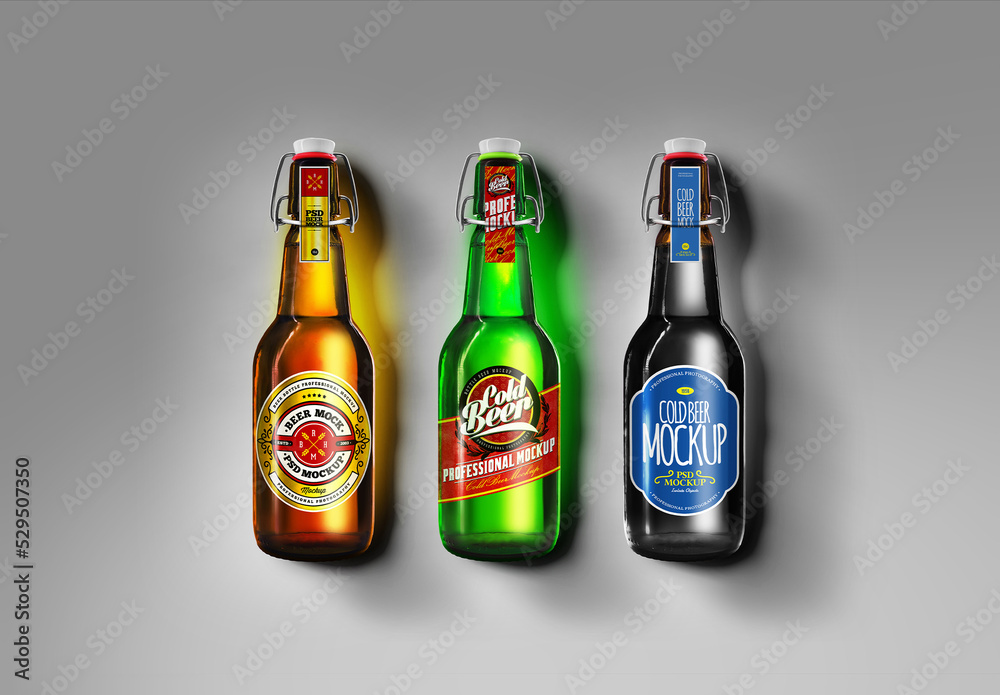 Beer Bottle Mockup 12 Oz, 33 Cl Set Stock Template | Adobe Stock