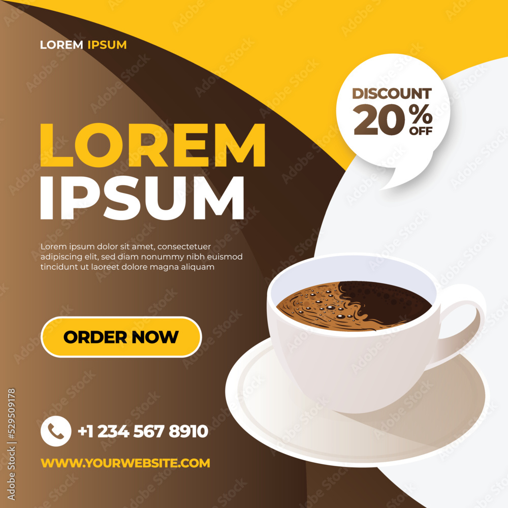 Coffee shop drink menu promotion social media post banner template ...