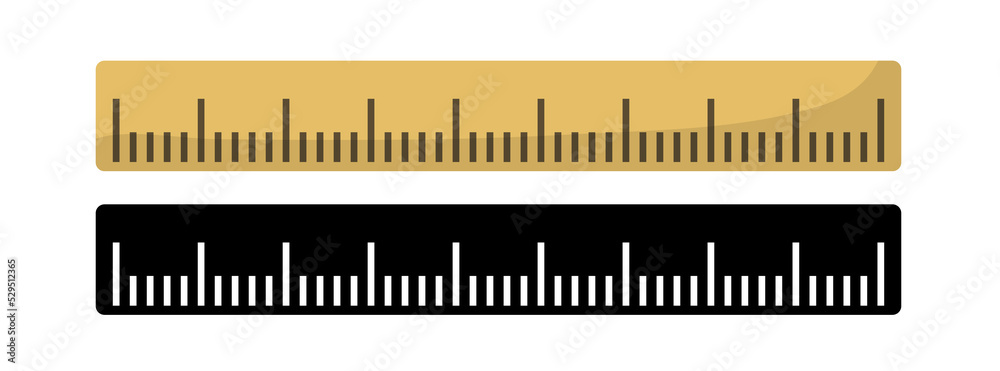 Yardstick. Measuring ruler set. Vector clipart isolated on white ...