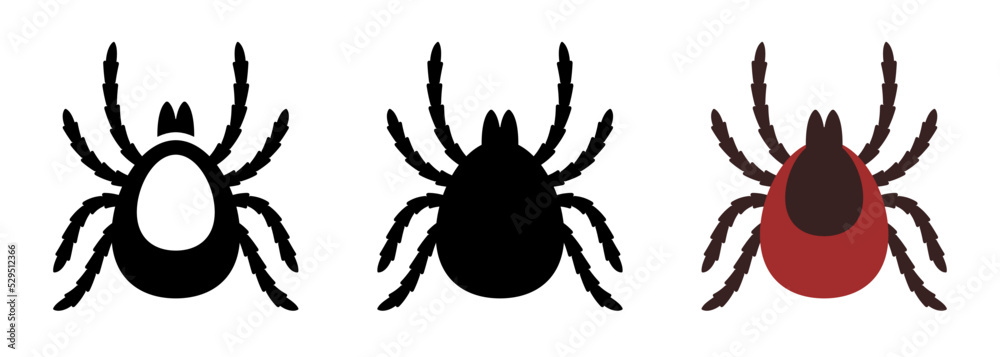 Ticks set. Deer tick. Vector clipart isolated on white background ...