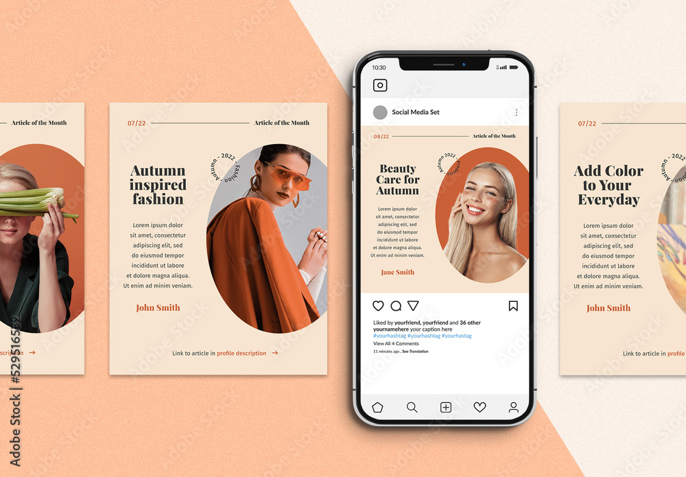 Autumnal Social Media Set Stock Template | Adobe Stock