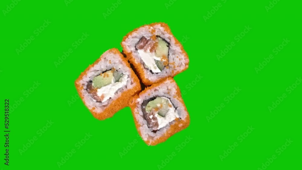 Sushi Rolls On Green Screen The Concept Of Inserting An Image Into A ...