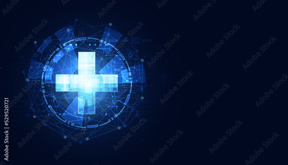 Abstract health science consist health plus circle digital technology ...