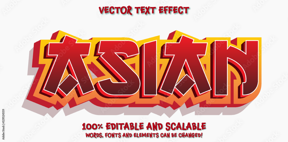 Asian editable text effect, asian style bold font concept ready for use ...