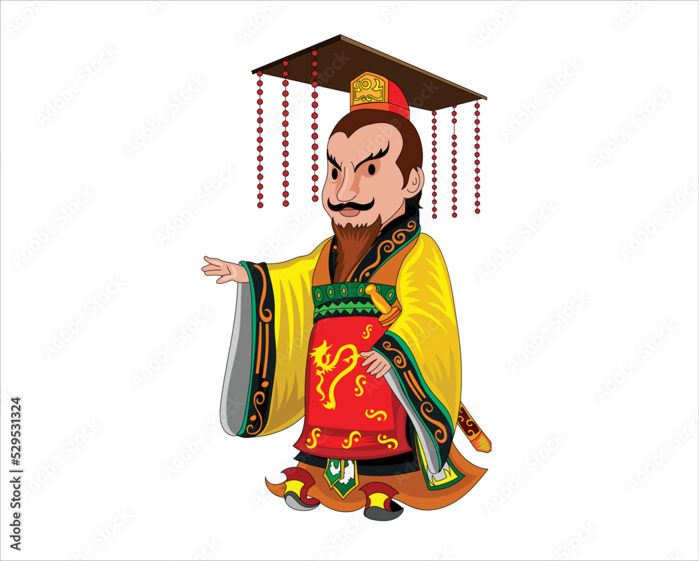 The character Emperor Qin Shi Huang, a Chinese cartoon vector Stock ...