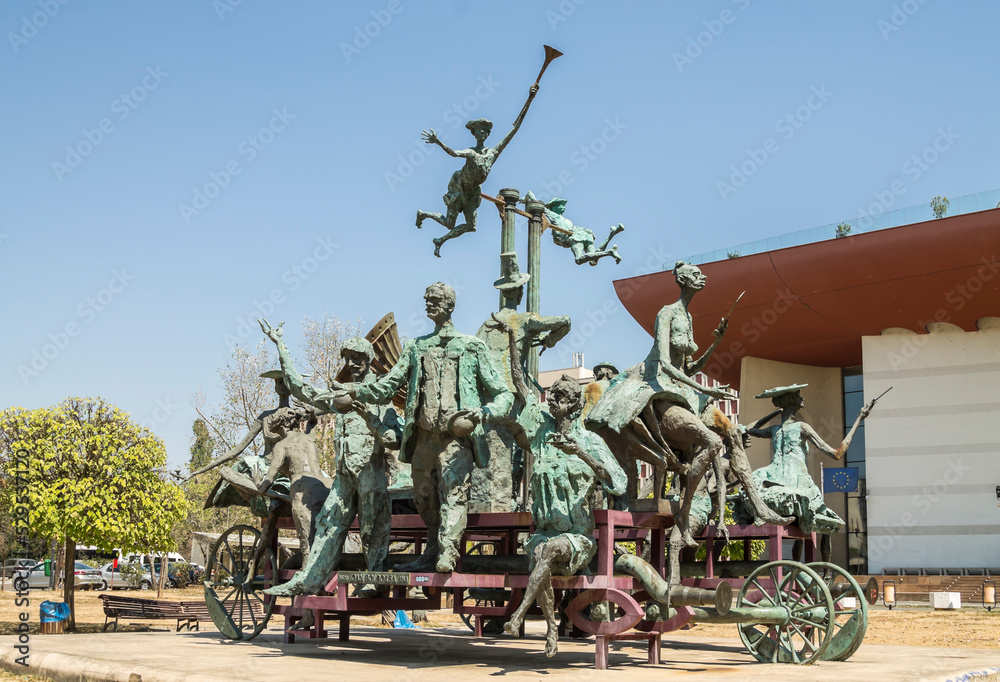 BUCHAREST, ROMANIA - Aug 2022: "A Carriage with Clowns" sculpture by ...
