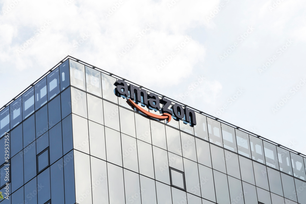 Bucharest, Romania June, 2022, Amazon Signage Logo on Top of Glass ...
