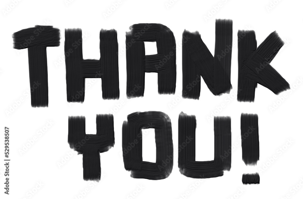 Thank You text message. Big black letters on transparent background ...