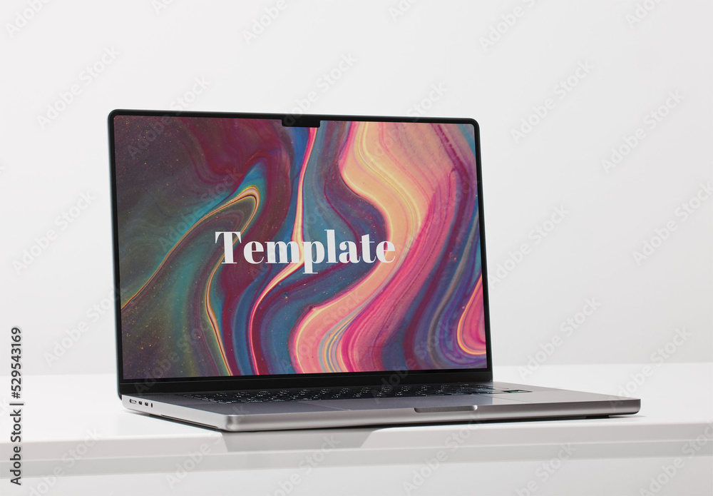 Laptop Computer Mockup on White Stock Template | Adobe Stock