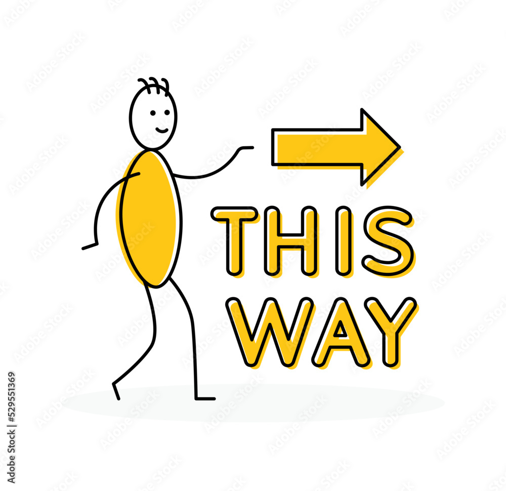 Stickman showing the way vector. Directional signs and symbol. Stock ...