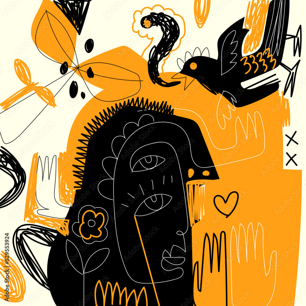 Abstract figure rough hand drawing vector illustration. Stock Vector ...