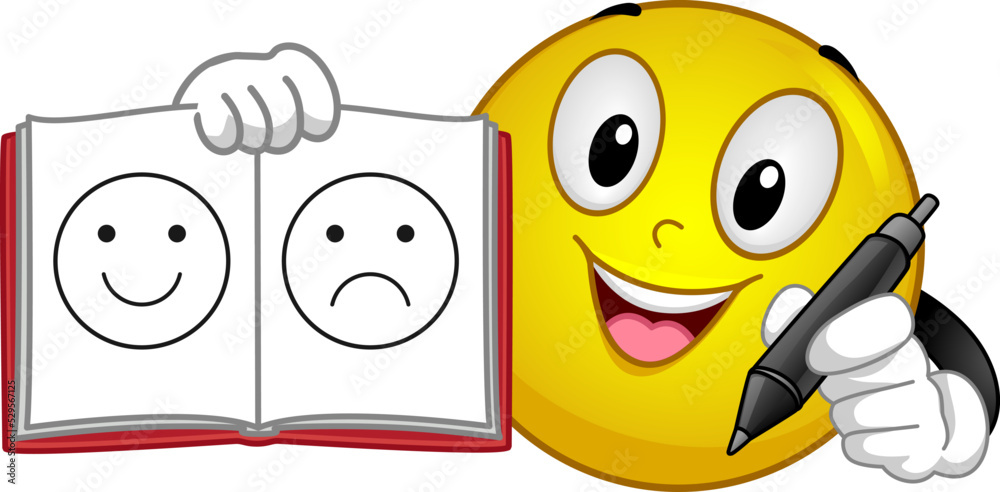 Smiley Mascot Mood Tracker Booklet Illustration Stock Vector | Adobe Stock