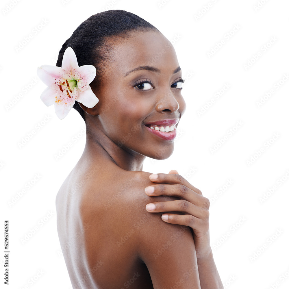 Skincare, beauty and face of a black woman with a happy smile, teeth ...