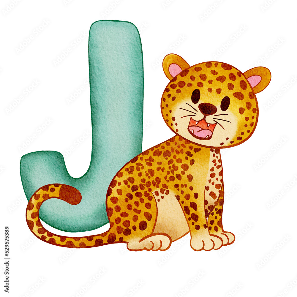 J Jaguar alphabet isolated on a transparent background. With the letter ...