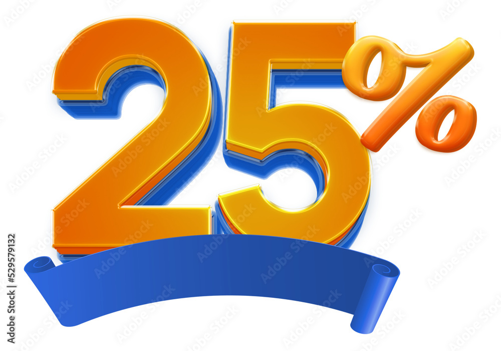 25 Percent with 3D text style on a png background Stock Illustration ...