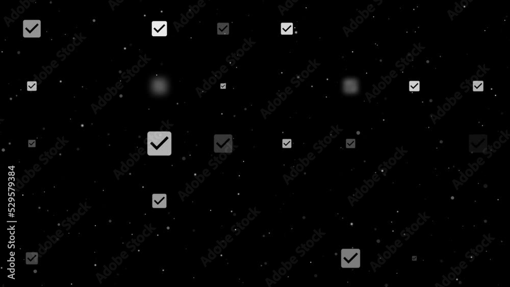 Template animation of evenly spaced checkbox symbols of different sizes ...