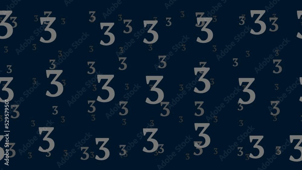 Number three symbols float horizontally from left to right. Parallax ...