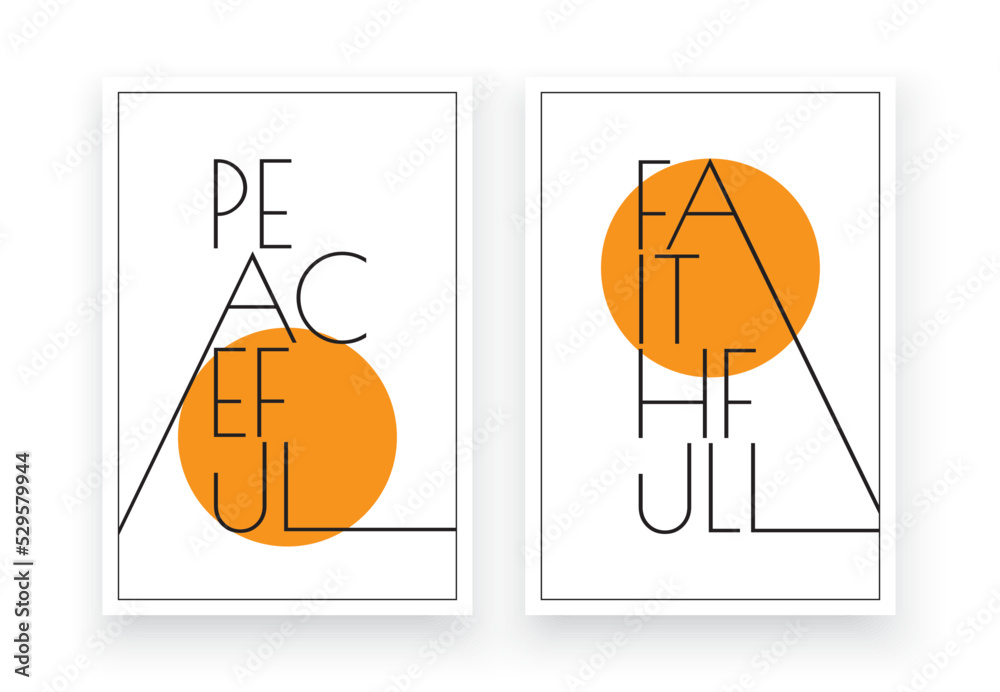 Peaceful faithful, vector. Minimalist poster design in three pieces ...