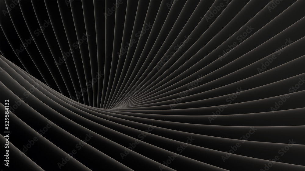 Black background stripes 3D wavy pattern, elegant abstract striped ...