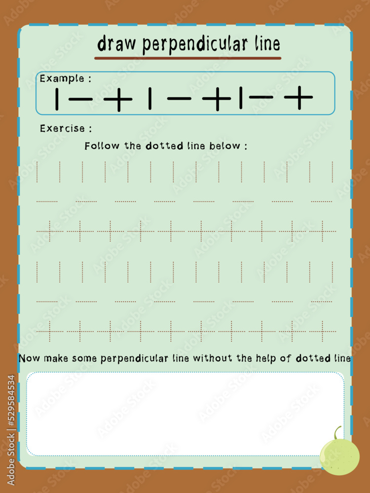 kids activity sheet montesory draw perpendicular line drawing training ...