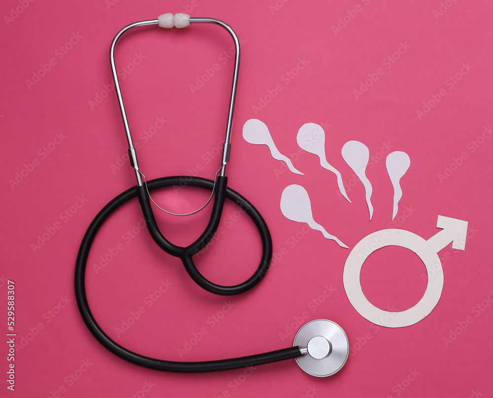 Male sexual health. Analysis of the causes of infertility. Stethoscope ...