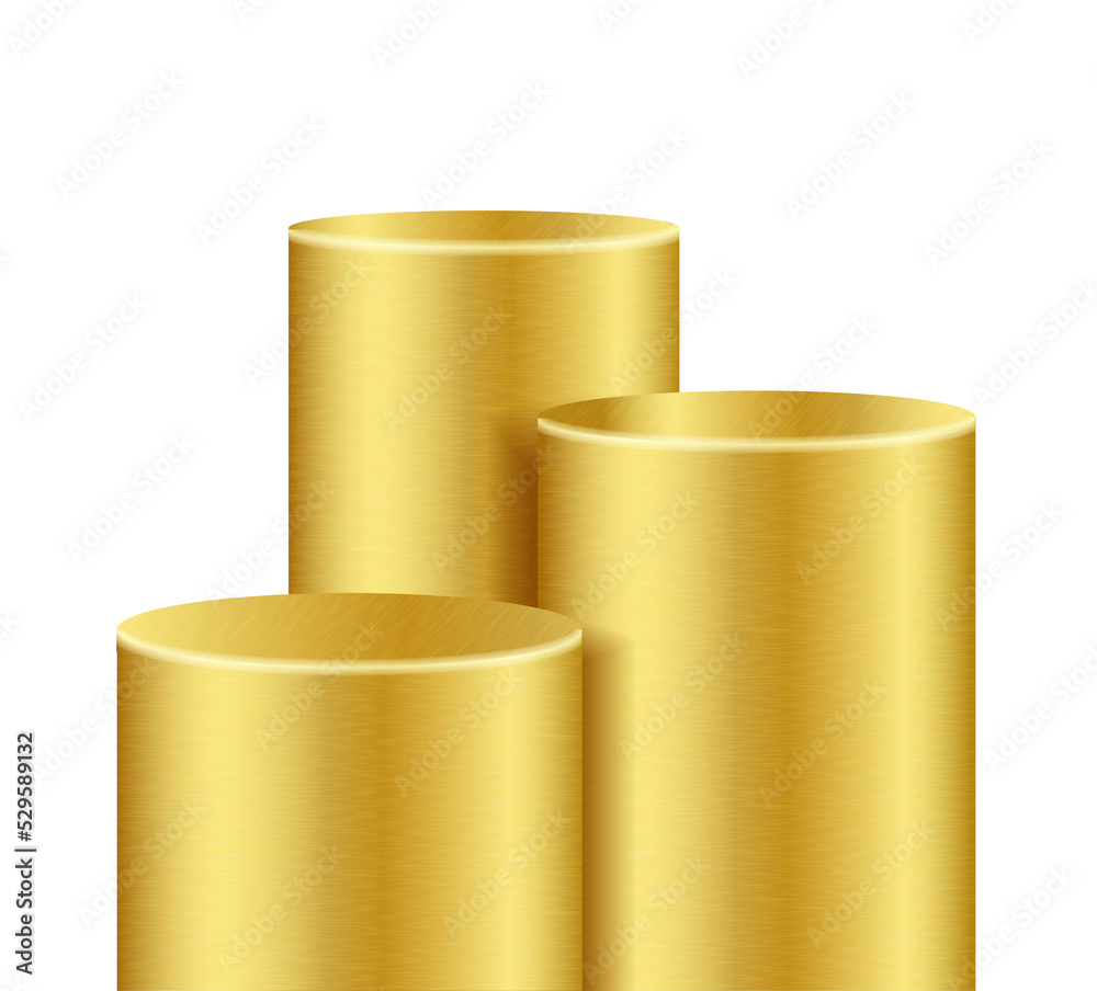 Golden podium product stand display. Gold platforms presentation mock ...