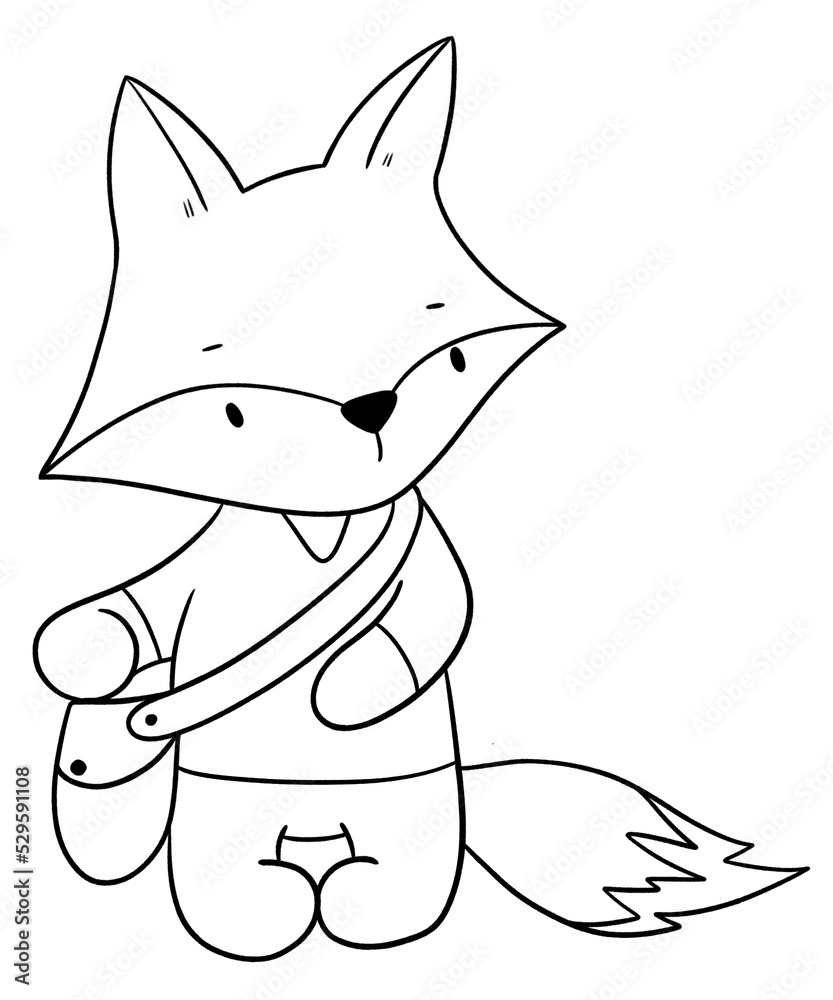 Cute fox outline Stock Illustration | Adobe Stock