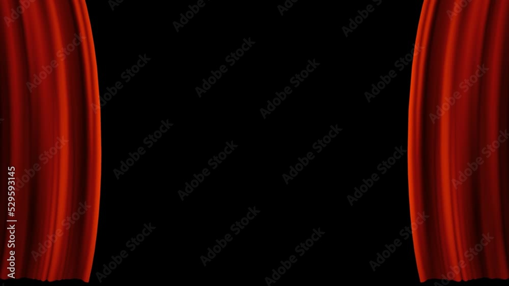 Loop file - Red stage curtain opening and closing animation quickly ...