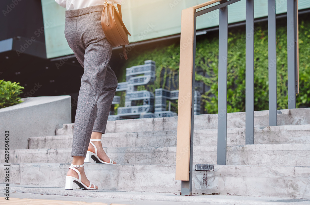 Close up legs of businesswoman hurry up walking she is late time Female ...