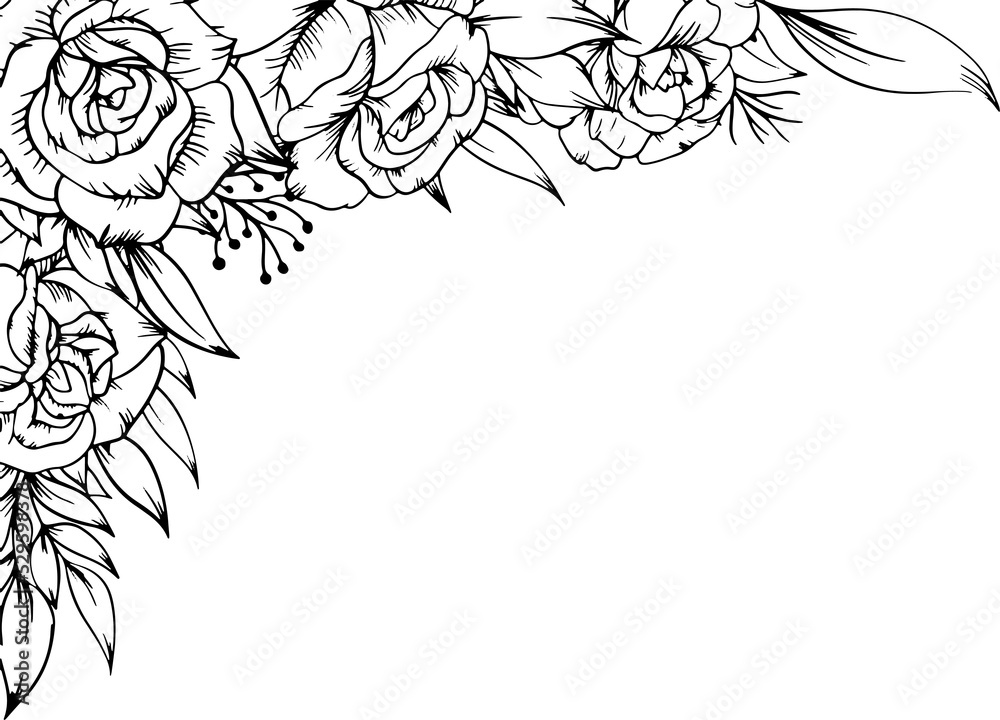 outline flower border frame decoration Stock Illustration | Adobe Stock