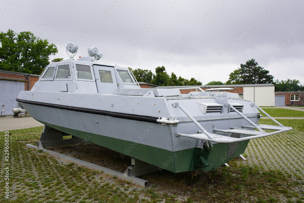 Border security boat of the GDR, which patrolled the border between ...