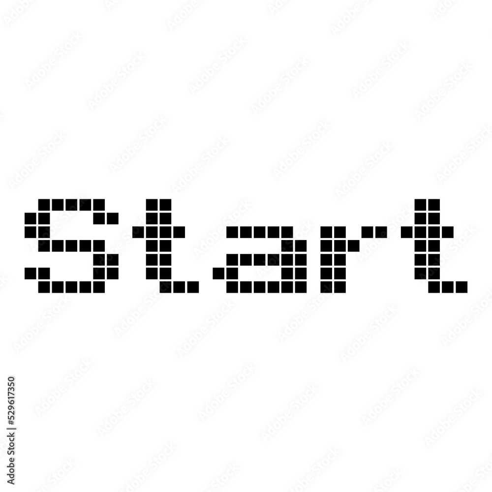 Stockillustratie Mensaje con texto Start con fuente de juegos de arcade ...