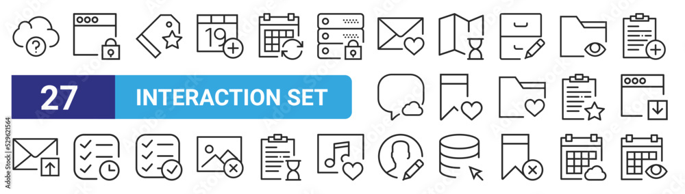 set of 27 outline web interaction set icons such as cloud computing ...