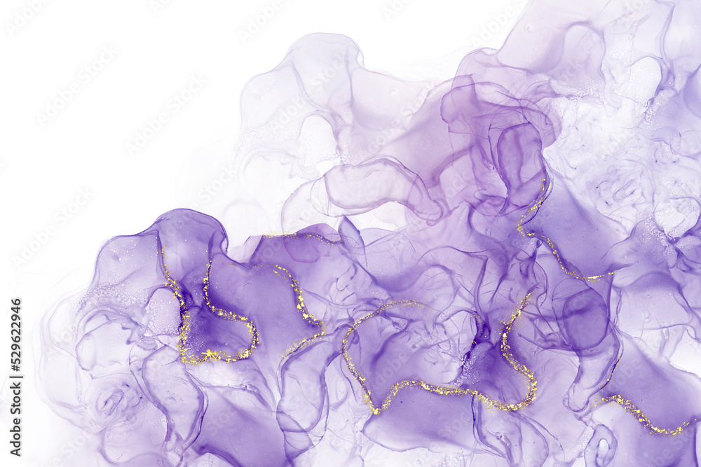 Purple Alcohol Ink with gold glitter background Stock Illustration ...