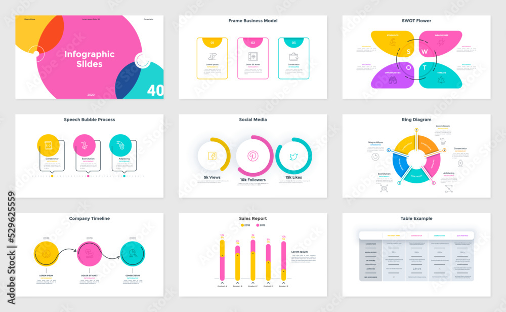 Vector Set of 9 Infographic Templates Stock Vector | Adobe Stock