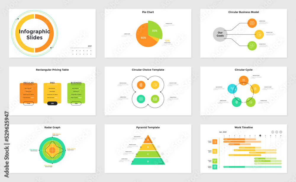 Vector Set of 9 Infographic Templates Stock Vector | Adobe Stock