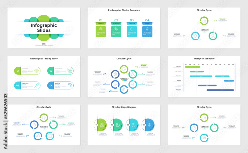 Vector Set of 9 Infographic Templates Stock Vector | Adobe Stock