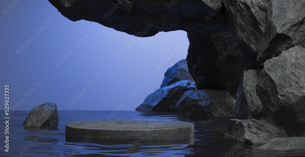Stone and Rock shape background, minimalist mockup for podium display ...
