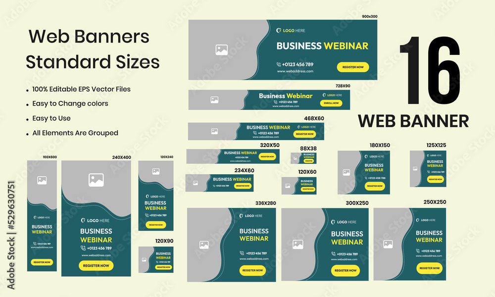 Webinar abstract banner design web template Set, horizontal header web ...