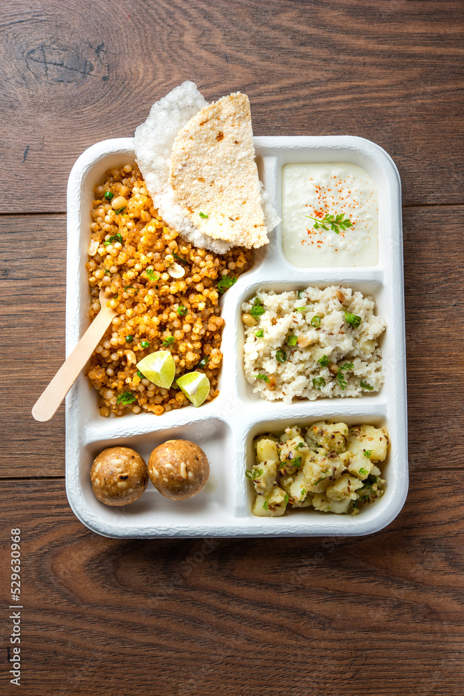 Indian Upwas thali, fasting food platter or thali for home delivery or ...