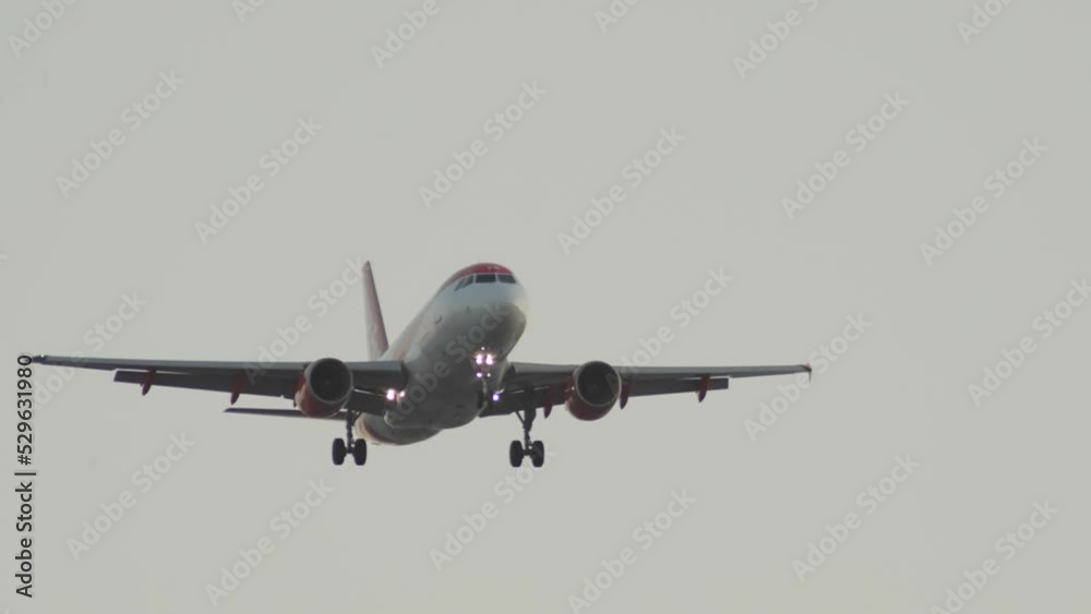 Close-up of the plane landing at the airport. Slow motion video of a ...