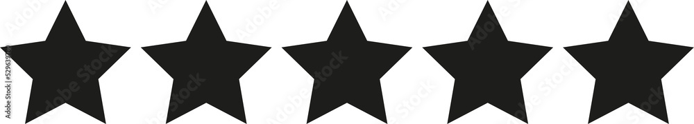 Five Black Stars In A Row 0 5 Rating Review System Isolated Png