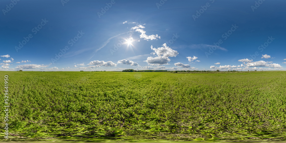 Stockfoto full seamless 360 hdri panorama view among farming field with ...