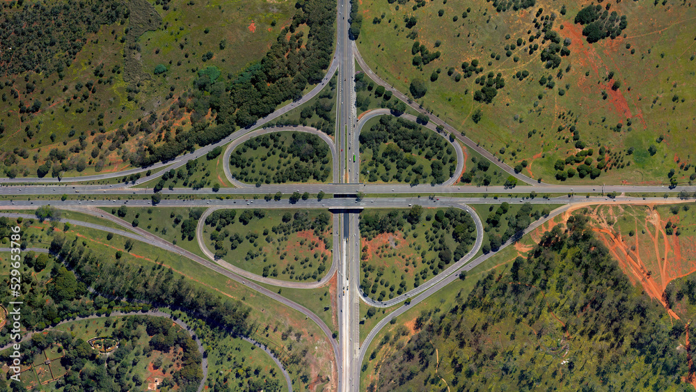 Raod, highway, flyover road junction - spaghetti and roundabout looking ...