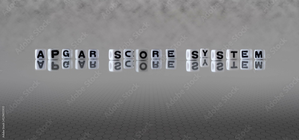apgar score system word or concept represented by black and white ...
