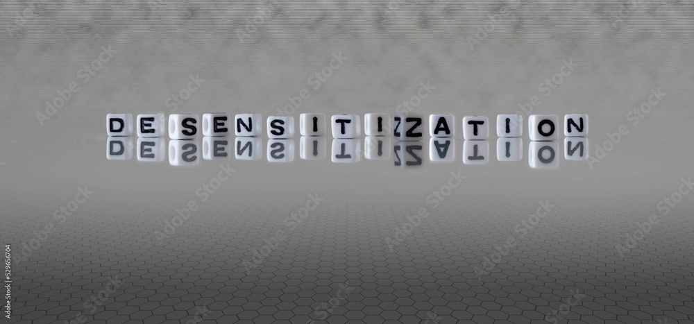 desensitization word or concept represented by black and white letter ...