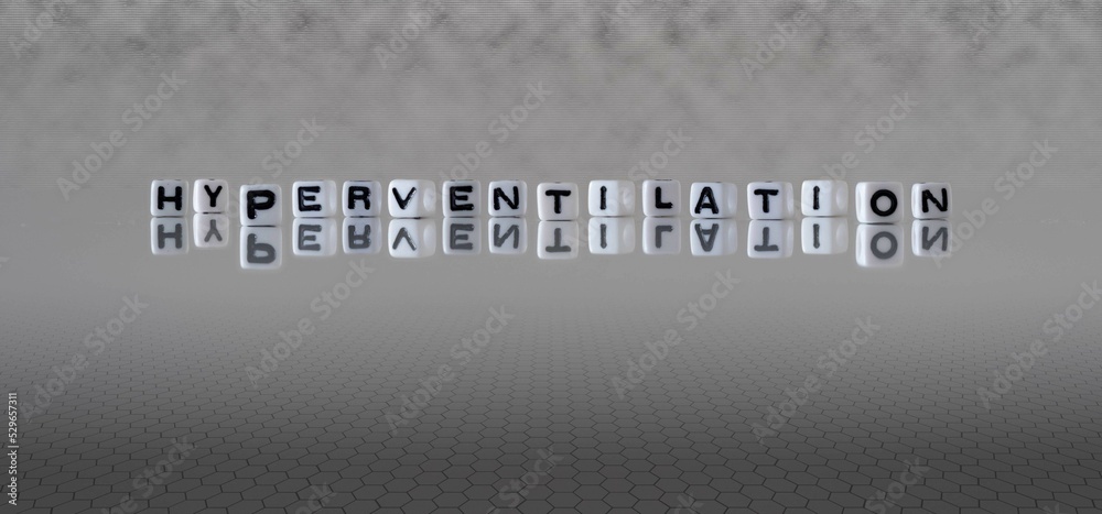 hyperventilation word or concept represented by black and white letter ...