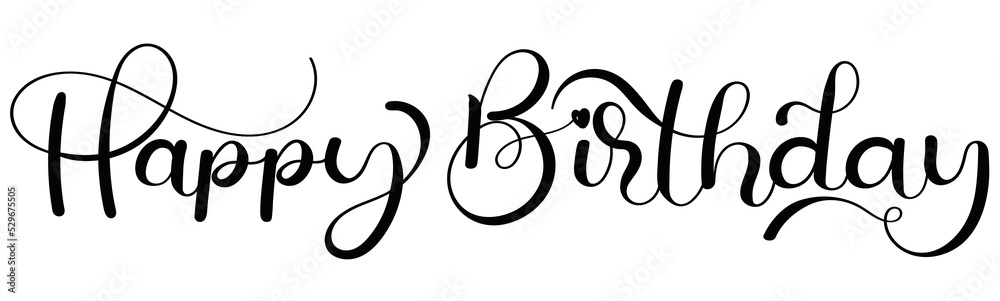 Happy Birthday text calligraphy vector illustration Stock Illustration ...