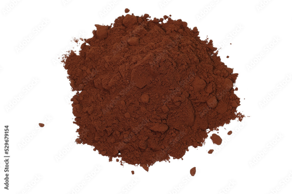 Pile of Cocoa powder isolated clipping path on white background. Stock ...