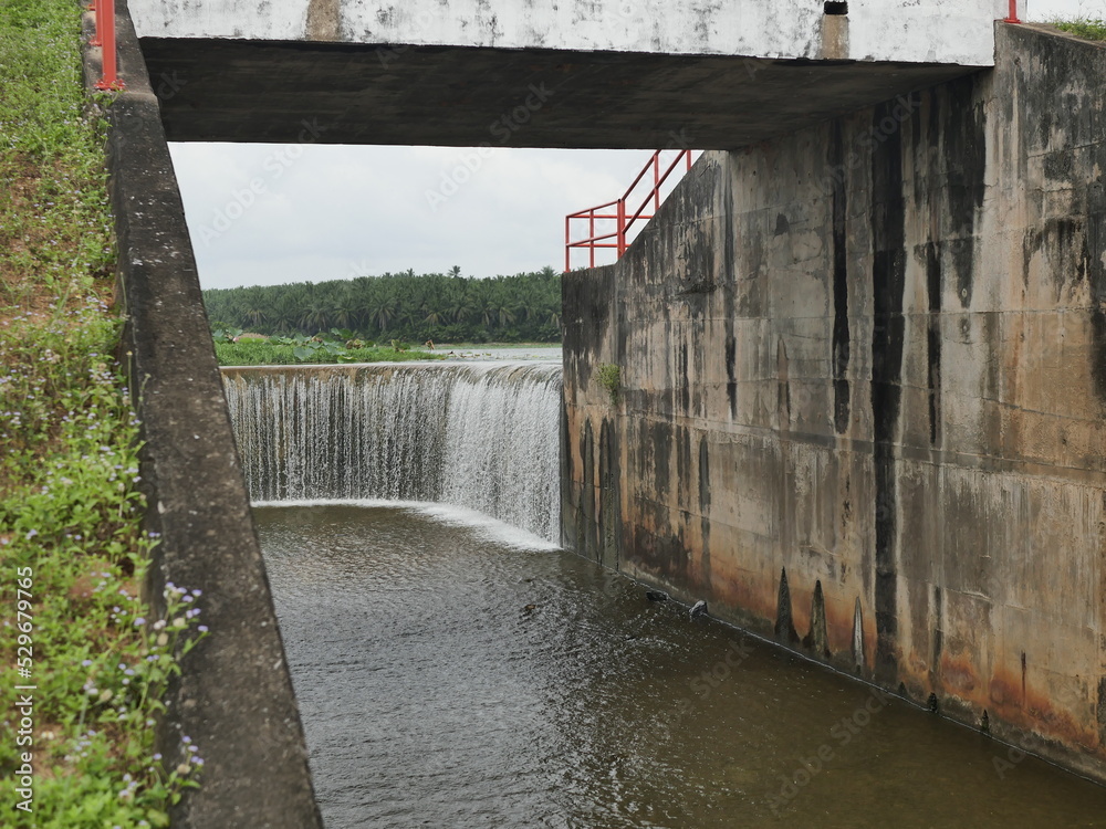 Irrigation system. Overflow dam irrigation for agriculture. agriculture ...